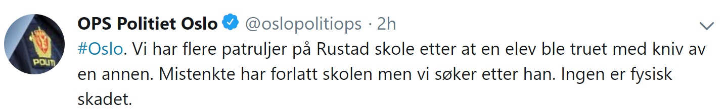 Elev truet annen elev med kniv på barneskole i Oslo – Document