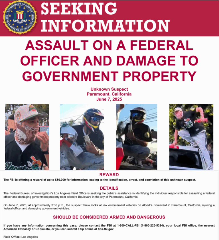 FBI jakter mann som angrep politiet med murstein under LA-opptøyene