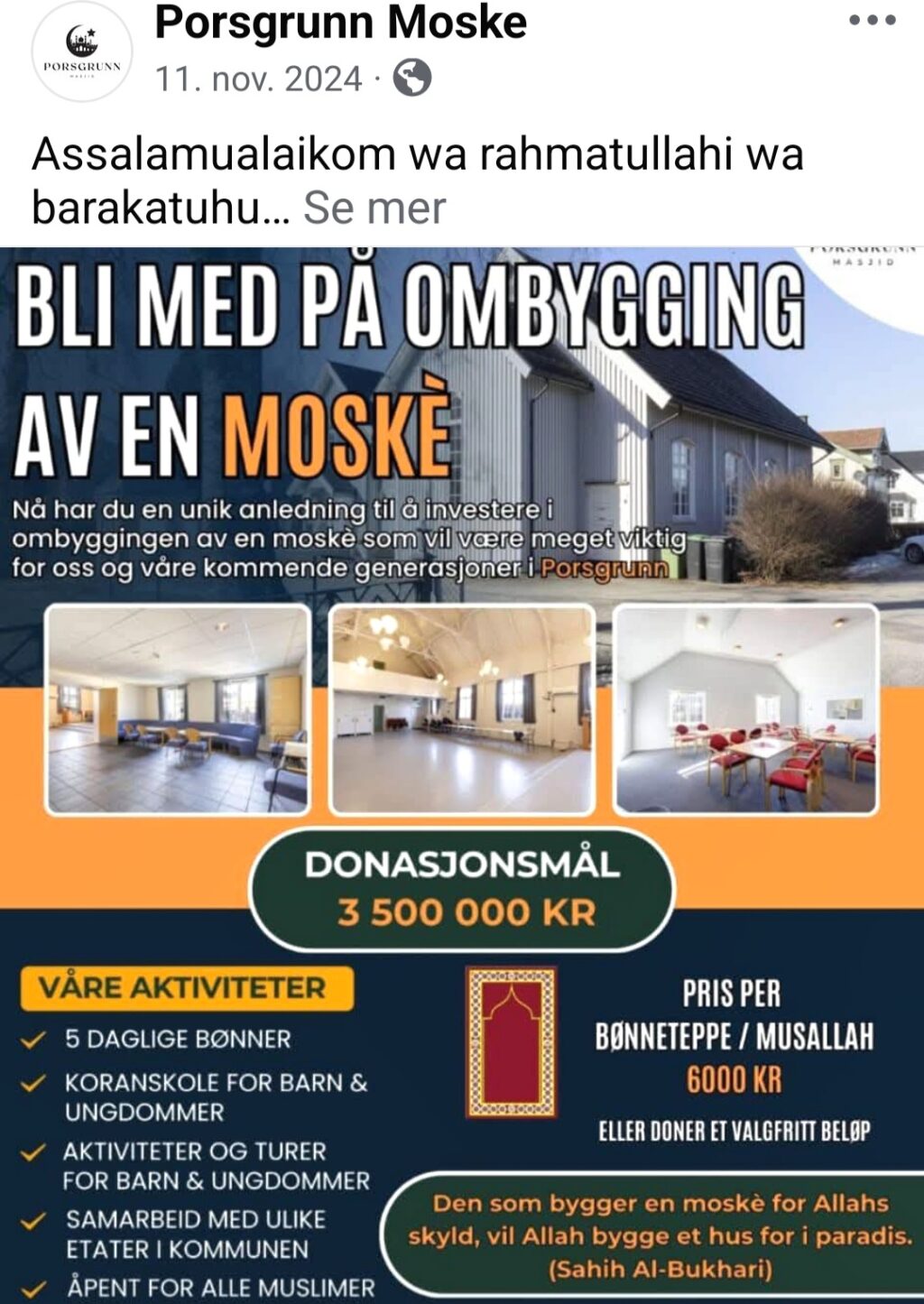 Porsgrunn: Enda et kristent gudshus har blitt moské